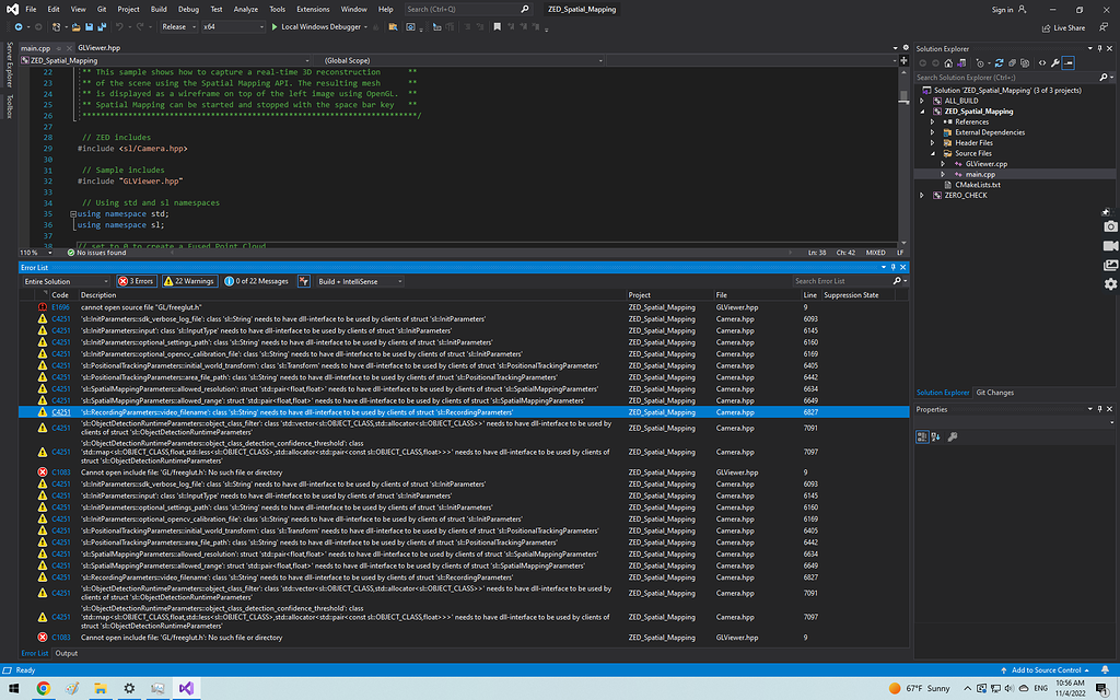 Spatial Mapping Cpp Sample Error Stereolabs Forums