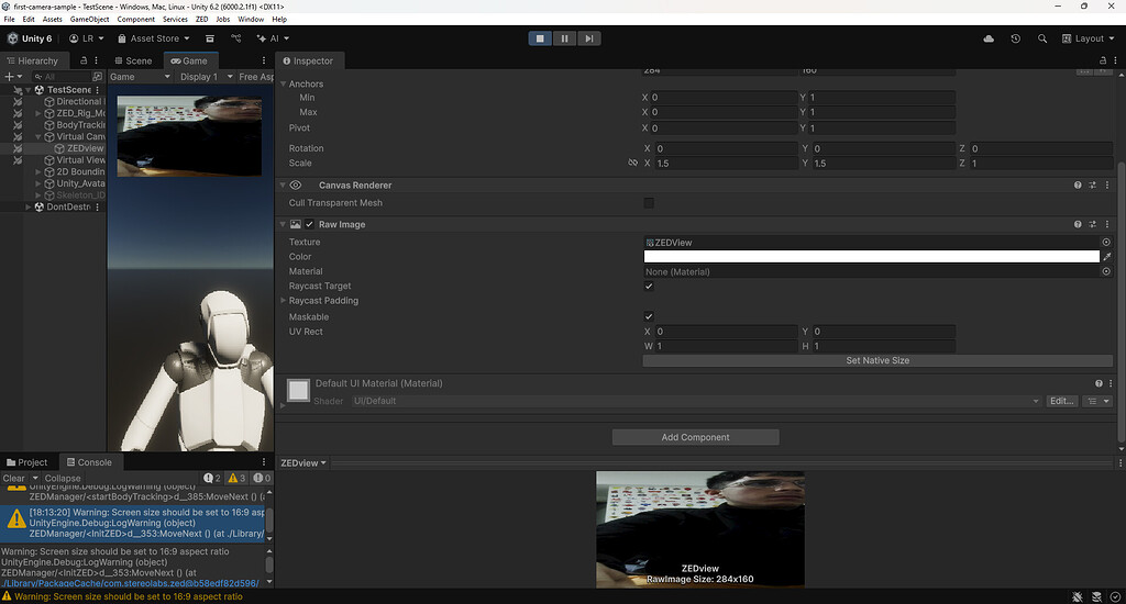 It is possible to use the camera in a screen size with aspect ratio different than 16:9 ...