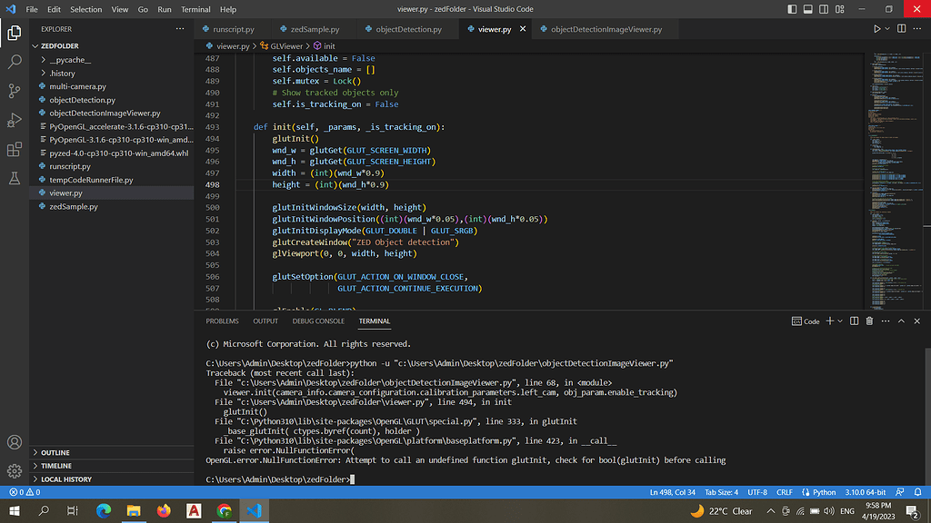 Image_viewer object detection sample errors (python 3.10 zed sdk4.0 pyopengl 3.1.5) - Python ...