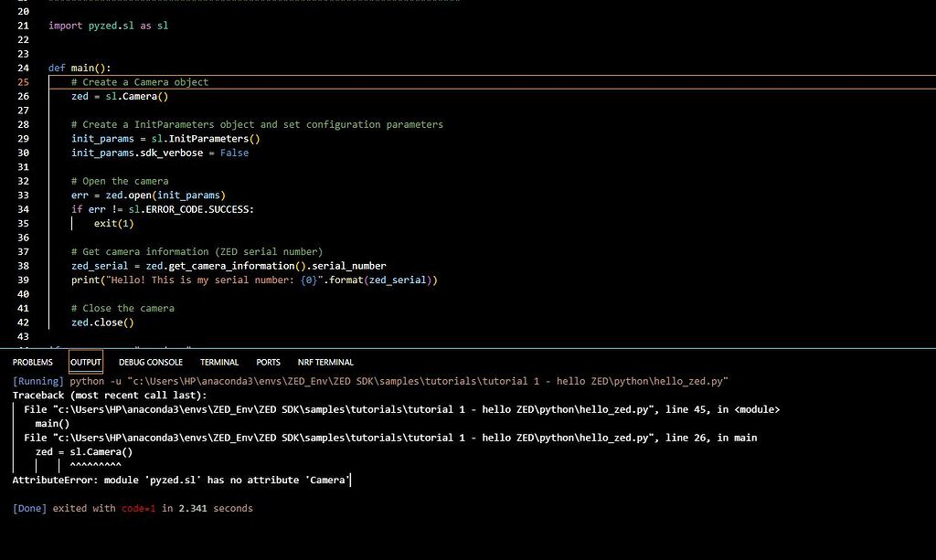 Module Pyzed Sl Has No Attribute Camera Stereolabs Forums
